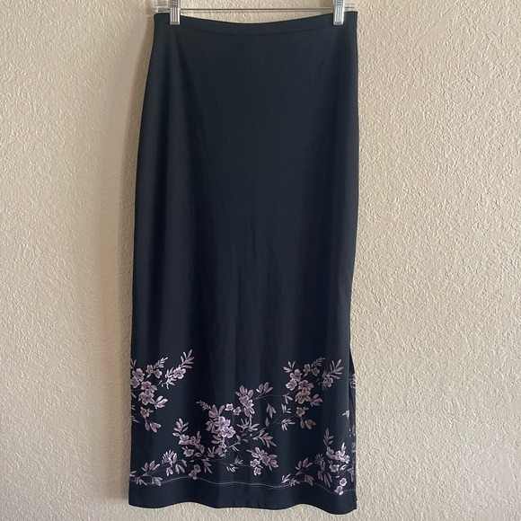 Cherokee | Skirts | 9s Cherokee Maxi Skirt Purple Floral Side Slit ...